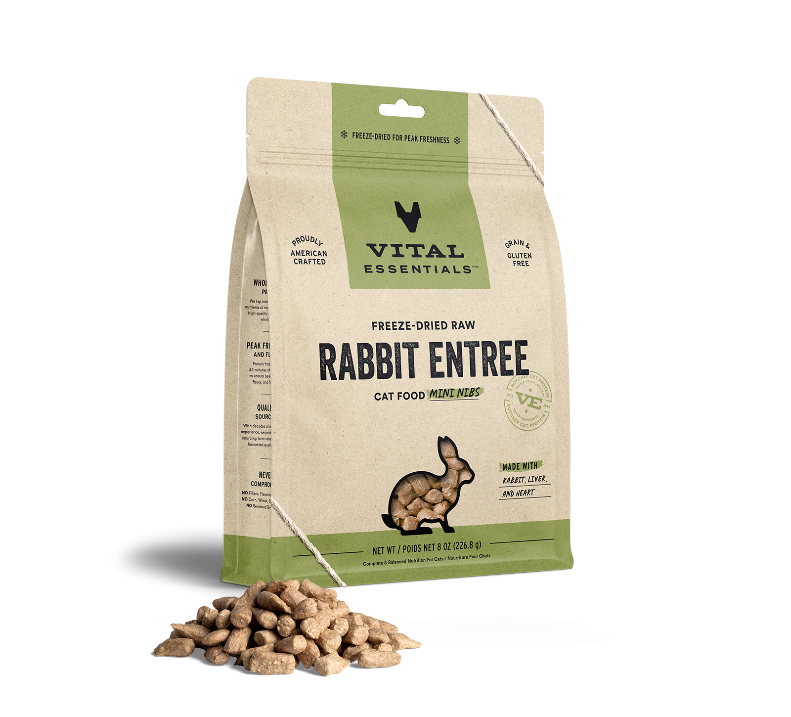 Vital Essentials® Freeze-Dried Raw Rabbit Entree Cat Food Mini Nibs, 8 ...